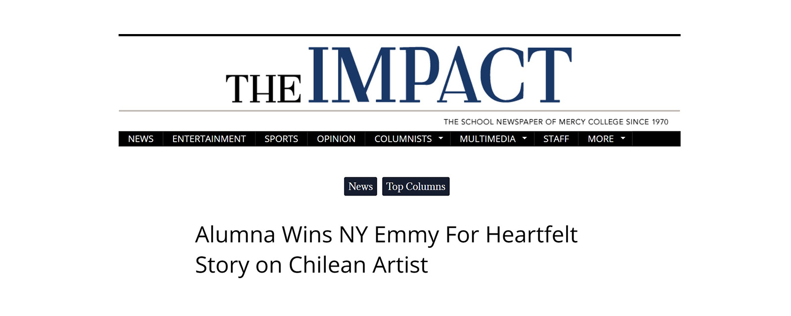 The Impact: Mercy Alumna Wins NY Emmy For Heartfelt Story on Chilean ...
